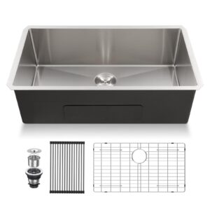 33 undermount kitchen sink - lordear 33x19x10 inch stainless steel single bowl kitchen sinks round corner 16 gauge handmade under counter kitchen sinks basin