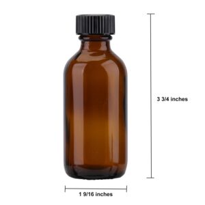 Bekith 30 Pack 2 oz Boston Round Glass Bottle with Black Caps, Amber