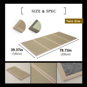 EMOOR Japanese Tatami Mat Twin Natural Rush Grass (Undyed), Foldable Igusa Mattress Floor Sleeping Japanese Futon Mattress Meditation Yoga Zen