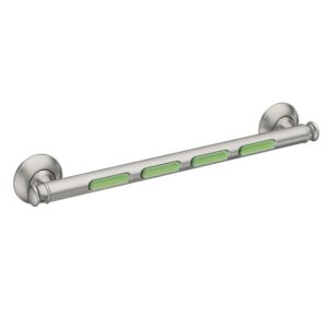 moen mlr8718d4gbn banbury 18" glow-in-the-dark bathroom grab bar, brushed nickel