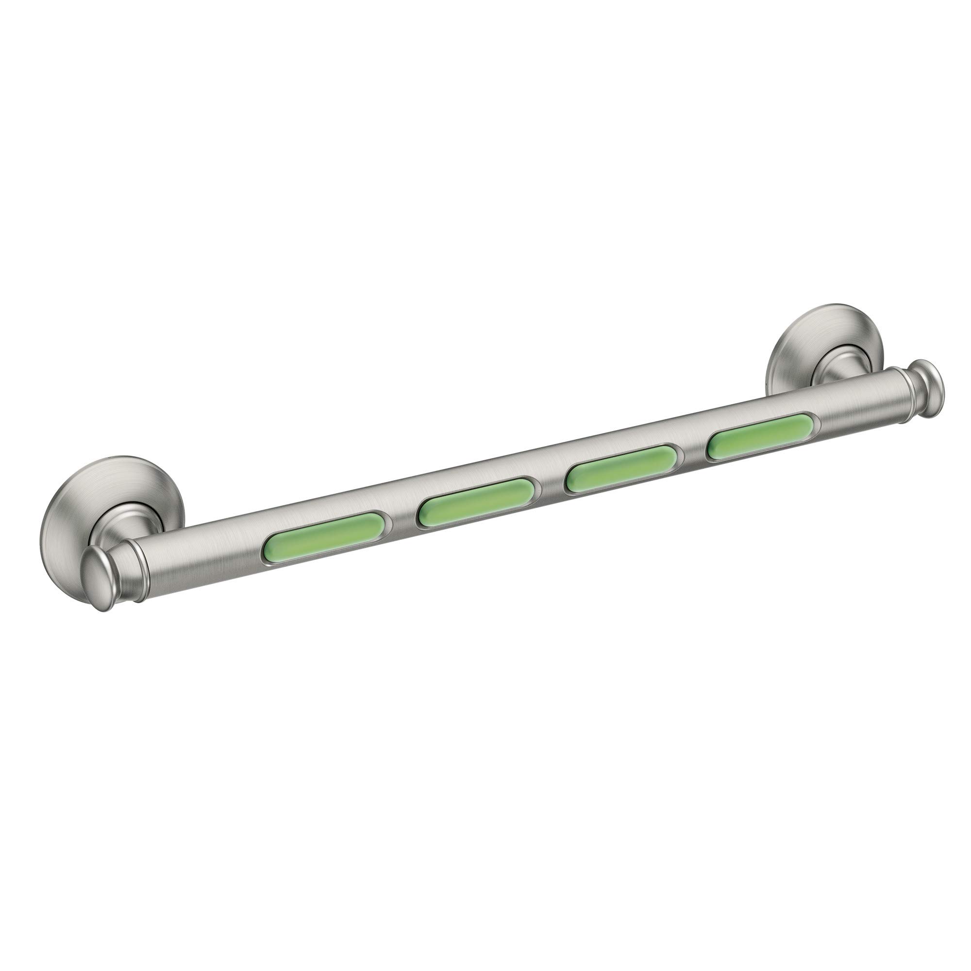 Moen MLR8718D4GBN Banbury 18" Glow-in-The-Dark Bathroom Grab Bar, Brushed Nickel