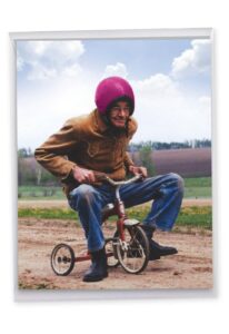 nobleworks - jumbo funny birthday card for men (8.5 x 11 inch) - bday greeting for dad, husband - senior trike ride j6435bdg