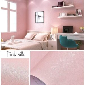 Cohoo Home Silk Pink Peel and Stick Wallpaper Self Adhesive Removable Pink Wallpaper Stick and Peel Pink Wall Paper Pink Contact Paper for Cabinets Bedroom Drawer Liner Wall Sticker 15.7" ×118"