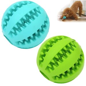 sunglow 2 pack dog toy ball，nontoxic bite resistant teething toys balls for small/medium/large dog and puppy cat, dog pet food treat feeder chew tooth cleaning ball exercise game iq training ball