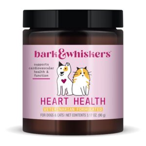 bark & whiskers heart health for dogs & cats, 3.17 oz. (90g), 90 scoops, cheddar cheese flavor, supports cardiovascular health and function, veterinarian formulated, non-gmo, dr. mercola