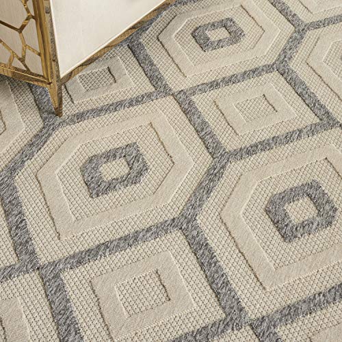 Nourison Palamos Indoor/Outdoor Cream 7'10" x 9'10" Area Rug, Easy-Cleaning, Non Shedding, Bed Room, Living Room, Dining Room, Backyard, Deck, Patio (8x10)