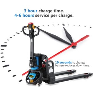 APOLLOLIFT Full Electric Power Lithium Pallet Jack Truck Efficiency Bundle 3300lb Cap.45" x21"-Plus Extra Battery Bundle