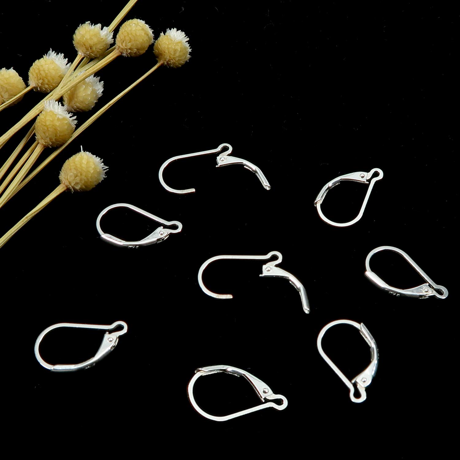 TOAOB 8pcs 925 Sterling Silver Leverback French Earring Hooks 10x16mm Hypo Allergenic Interchangeable Dangle Ear Wire Findings for Jewelry Making