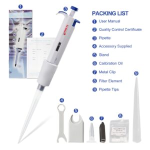 10mL Micropipette, 1-10mL Lab Single Channel Micro Pipettes, Adjustable Variable Volume for Liquid Laboratory Scientific School Home