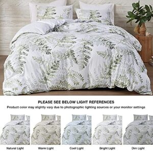 Intelligent Design Reversible 100% Cotton Sateen Duvet-Breathable Comforter Cover,Modern All Season Bedding Set with Sham(Insert Excluded),Judith,Palm Leaf GreenFull/Queen(90"x90")