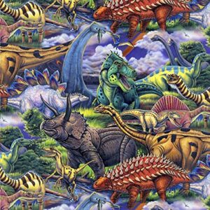 dinosaurs cotton fabric by the yard