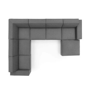 Modway Restore 7-Piece Upholstered Sectional Sofa in Charcoal