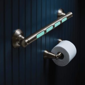 Moen MLR8718D4GBN Banbury 18" Glow-in-The-Dark Bathroom Grab Bar, Brushed Nickel