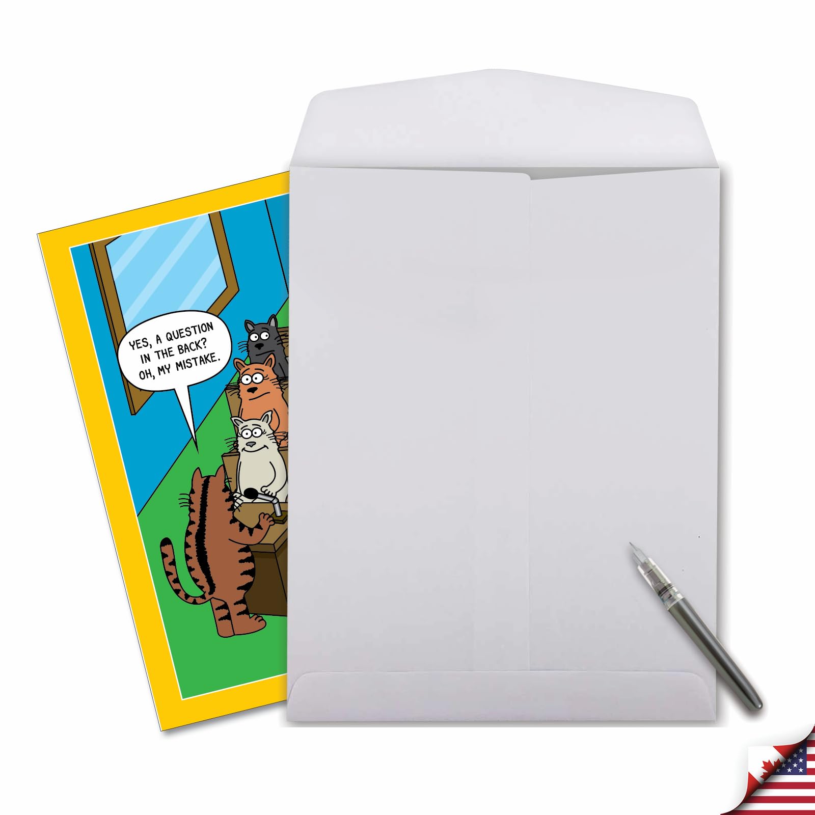 NobleWorks - Jumbo Birthday Greeting Card (8.5 x 11 Inch) - Cartoon Humor, Notecard with Envelope - Cat Question J3674BDG-US