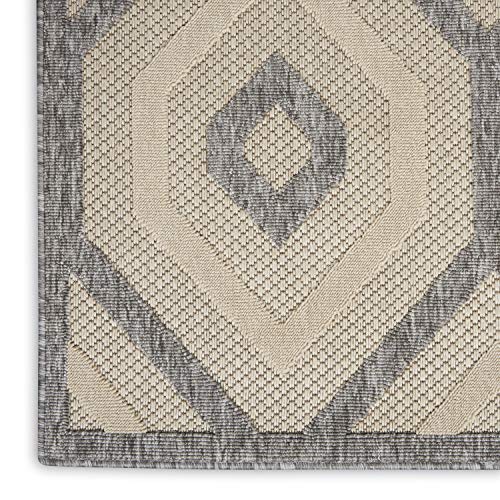 Nourison Palamos Indoor/Outdoor Cream 7'10" x 9'10" Area Rug, Easy-Cleaning, Non Shedding, Bed Room, Living Room, Dining Room, Backyard, Deck, Patio (8x10)