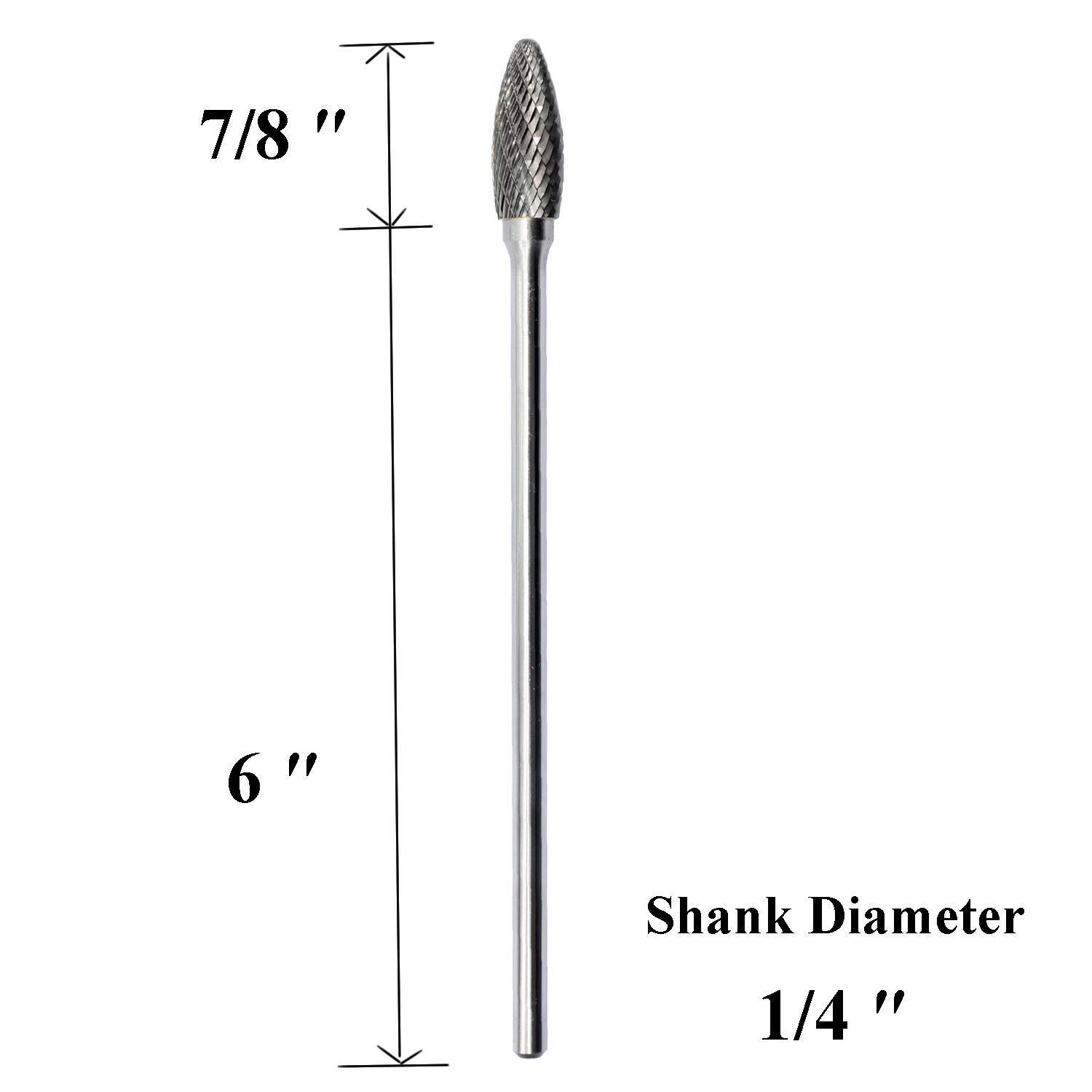 SE-5L6 Tungsten Carbide Burr Lengthened Rotary File Oval Egg Shape Double Cut with 1/4''Shank for Die Grinder Drill Bit