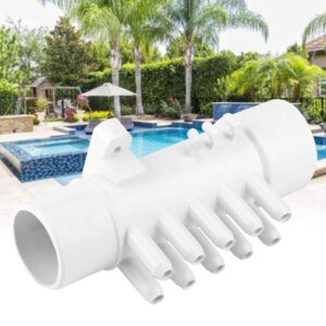 Fdit 1.5in 10mm 10 Port PVC Pool Plumbing Manifold with 6 Plugs Hot Spring Bathtub Swimming Pool Spa Accessories