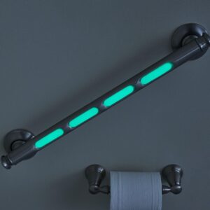 Moen MLR8718D4GBN Banbury 18" Glow-in-The-Dark Bathroom Grab Bar, Brushed Nickel