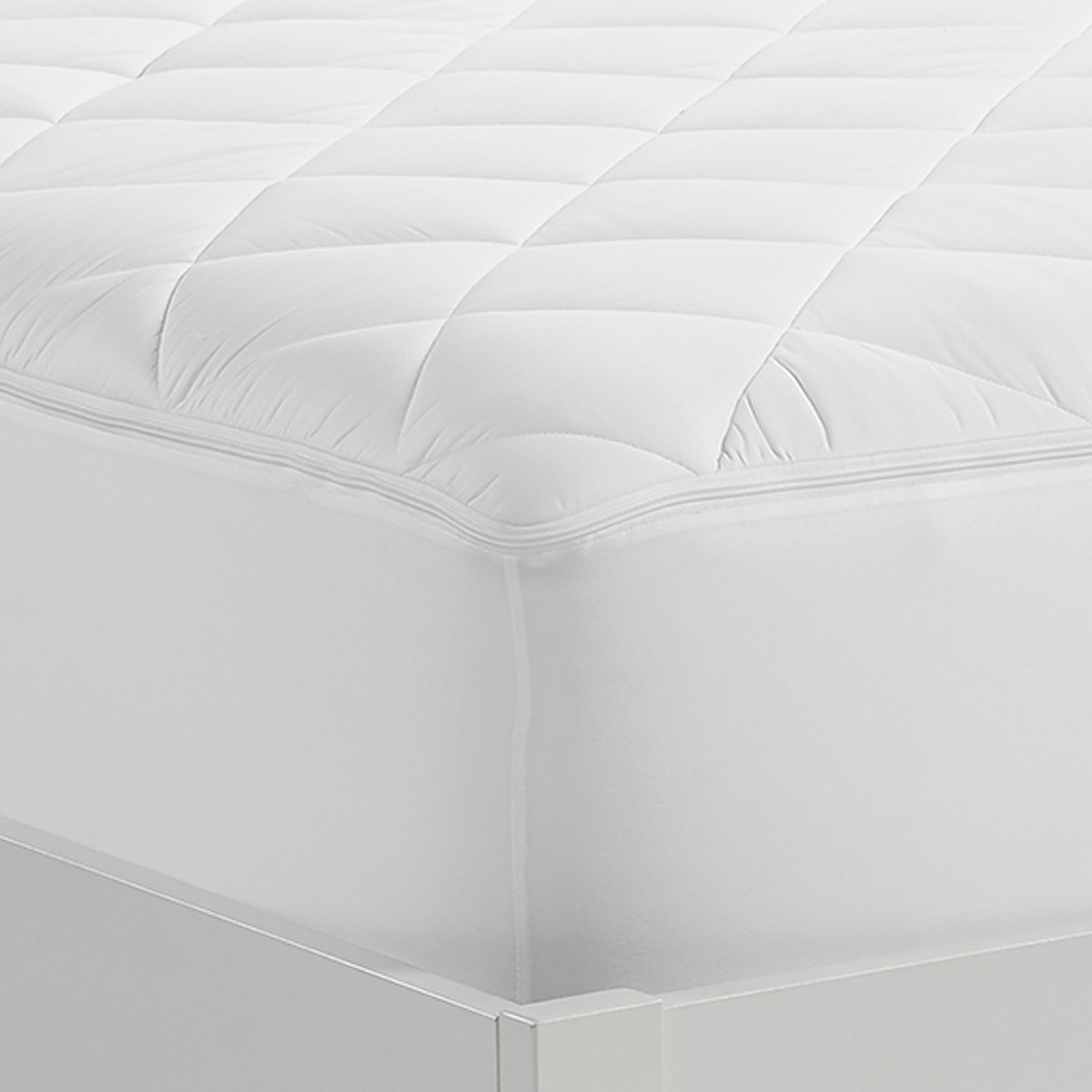 Serta Air Dry Extra Comfort Plus 100% Cotton Fabric Quilted Mattress Pad, Cooling and Breathable Mattress Cover, Moisture Wicking Protection with 18" Deep Pocket, Queen, White