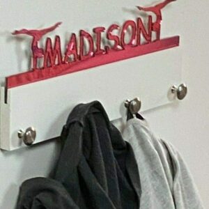 MIRROR MANIA Personalized Coat Hanger Gymnastics Gymnasts Rack Bag Hat Towel Backpack Sweatshirt Jacket Hook Organizer Wall Door Decor, One of A Kind, Custom Made to Order, with Your Name On It!