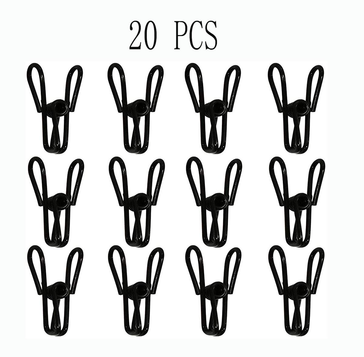 20 Pcs 2 Inch Black Chip Clips, PVC Coating High Elasticity Strength Steel Clothes Pins, Food Clips and Bag Clips