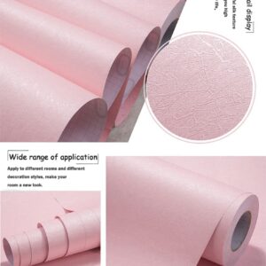 Cohoo Home Silk Pink Peel and Stick Wallpaper Self Adhesive Removable Pink Wallpaper Stick and Peel Pink Wall Paper Pink Contact Paper for Cabinets Bedroom Drawer Liner Wall Sticker 15.7" ×118"