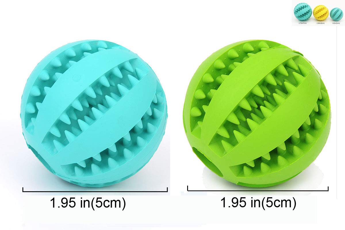 Sunglow 2 Pack Dog Toy Ball，Nontoxic Bite Resistant Teething Toys Balls for Small/Medium/Large Dog and Puppy Cat, Dog Pet Food Treat Feeder Chew Tooth Cleaning Ball Exercise Game IQ Training Ball