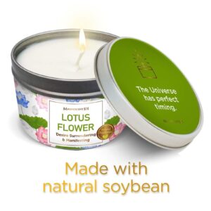 Magnificent 101 Long Lasting Lotus Flower Aromatherapy Candle | 6 Oz - 35 Hour Burn Time | Paraffin Free, All Natural Soy Wax Candle for Desire Surrendering, Manifestation & Purification