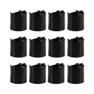 fanbell 24/410 black press caps .270 orifices dispensing smooth disc top closures replacement for squeeze bottles neck diameter 24mm thread type 410 pack of 12