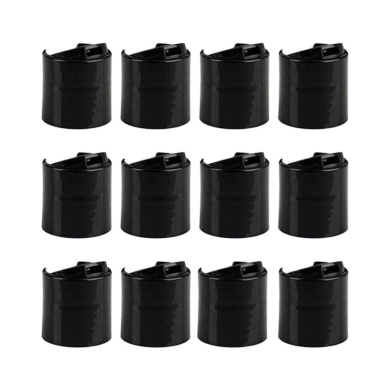 FanBell 24/410 Black Press Caps .270 Orifices Dispensing Smooth Disc Top Closures Replacement for Squeeze Bottles Neck Diameter 24mm Thread Type 410 Pack of 12