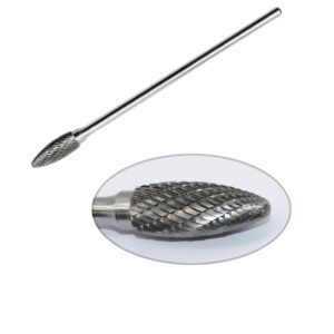 SE-5L6 Tungsten Carbide Burr Lengthened Rotary File Oval Egg Shape Double Cut with 1/4''Shank for Die Grinder Drill Bit