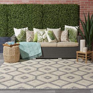 Nourison Palamos Indoor/Outdoor Cream 7'10" x 9'10" Area Rug, Easy-Cleaning, Non Shedding, Bed Room, Living Room, Dining Room, Backyard, Deck, Patio (8x10)