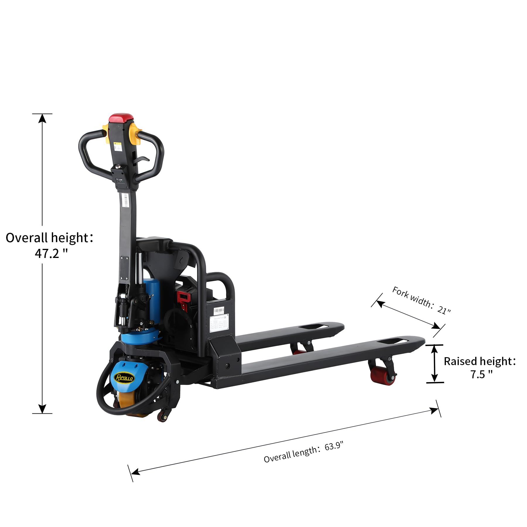 APOLLOLIFT Full Electric Power Lithium Pallet Jack Truck Efficiency Bundle 3300lb Cap.45" x21"-Plus Extra Battery Bundle