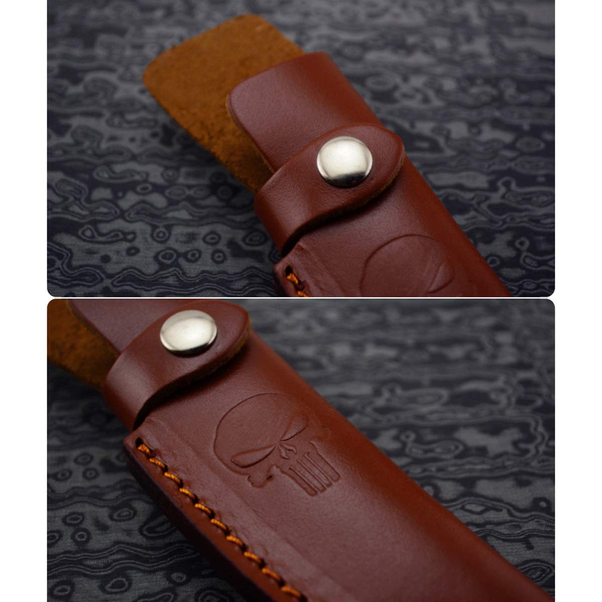 Leather Knife Sheath 5 inch Fixed Blade Pocket Knife Sheath Leather Case with Snap Closure Folding Knife Sheath Holder Belt Loop Case Leather Pouch