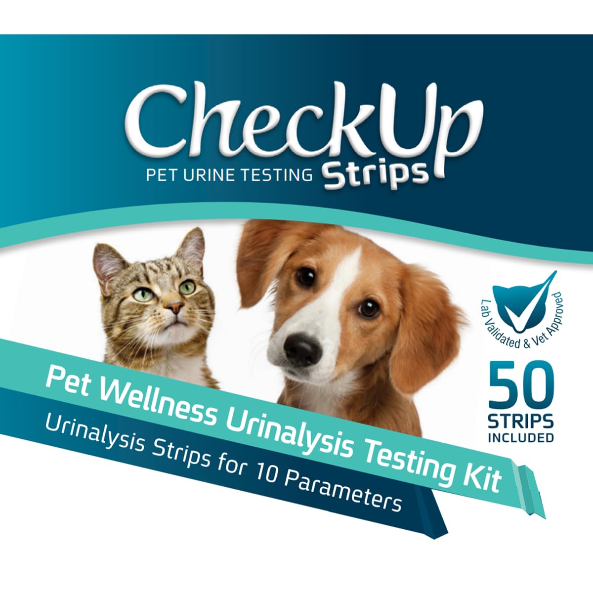 KIT4CAT CheckUp Testing Strips x 50 (10 Parameters Urine Test Strips for Cats & Dogs)