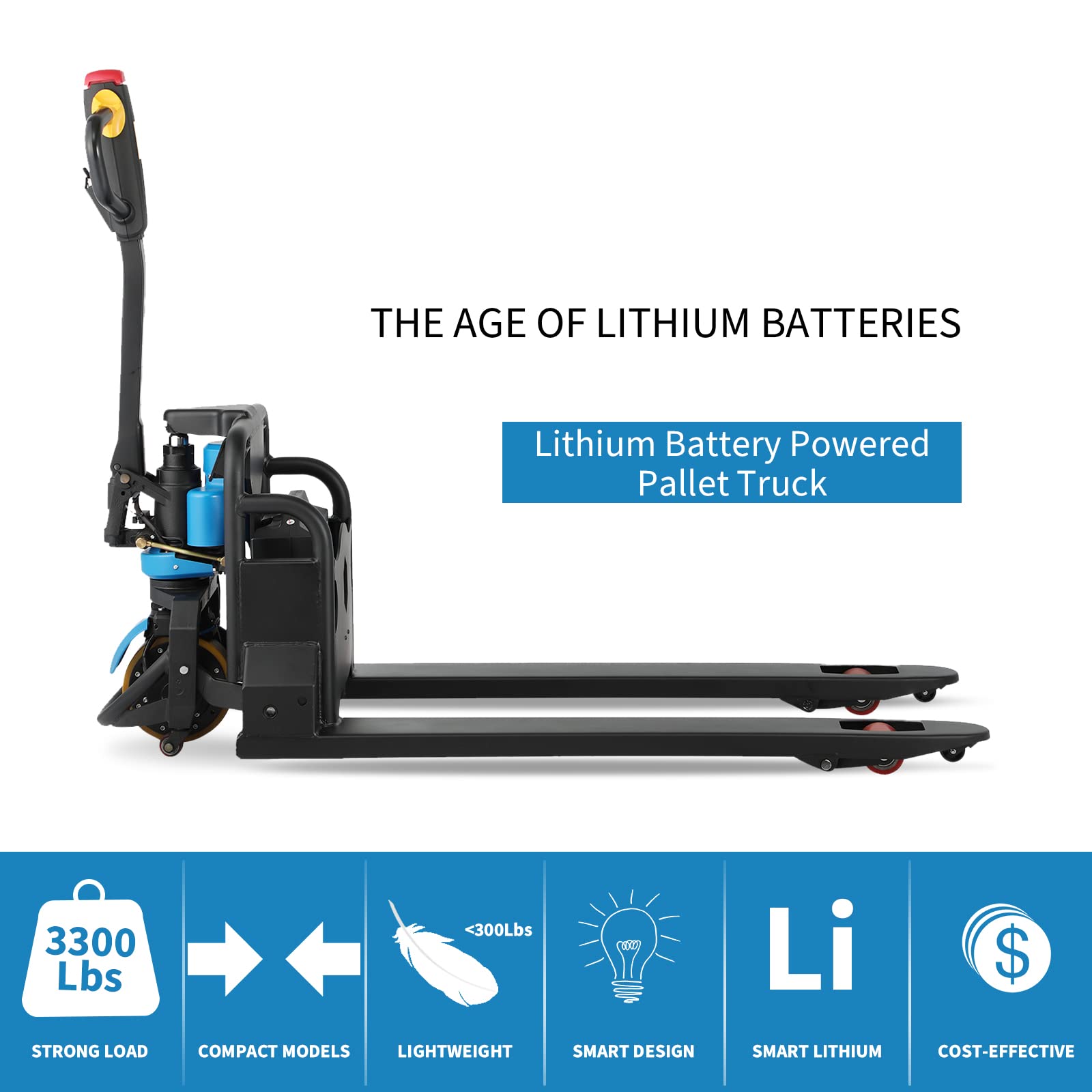 APOLLOLIFT Full Electric Power Lithium Pallet Jack Truck Efficiency Bundle 3300lb Cap.45" x21"-Plus Extra Battery Bundle