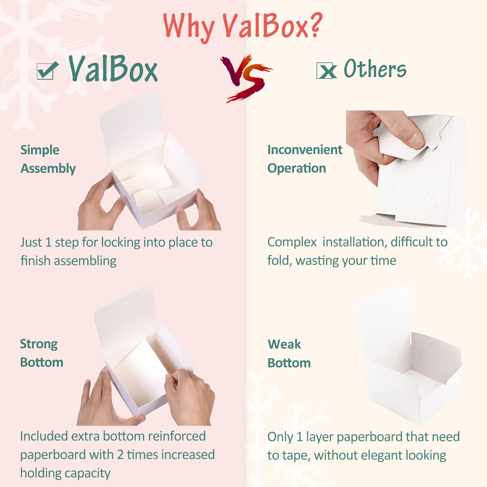 ValBox 6x6x4 Gift Boxes with 98ft Twine 20 Pack White Paper Gift Boxes with Lids for Gifts, Crafting Cupcake Boxes, Easy Assemble Bridesmaids Proposal Boxes