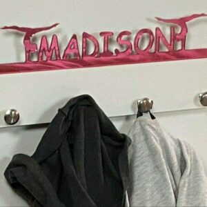 MIRROR MANIA Personalized Coat Hanger Gymnastics Gymnasts Rack Bag Hat Towel Backpack Sweatshirt Jacket Hook Organizer Wall Door Decor, One of A Kind, Custom Made to Order, with Your Name On It!