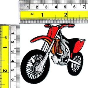 PARITA Set 3 Pcs. Motorcycle Motocross Racing Dirt Bike Off-Road Embroidery Patch Cartoon Kids Children Sign Symbol Logo T-Shirt Costume DIY Applique Embroidered Sew Iron on Patch (06)