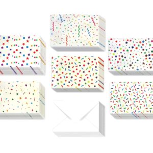 36 Pack All Occasion Assorted Blank Greeting Cards-Rainbow Confetti Designs-Blank Greeting Cards with Envelopes Included 4 x 6 Inches Thank You Cards, Birthday Cards, Graduation Cards,Congratulations