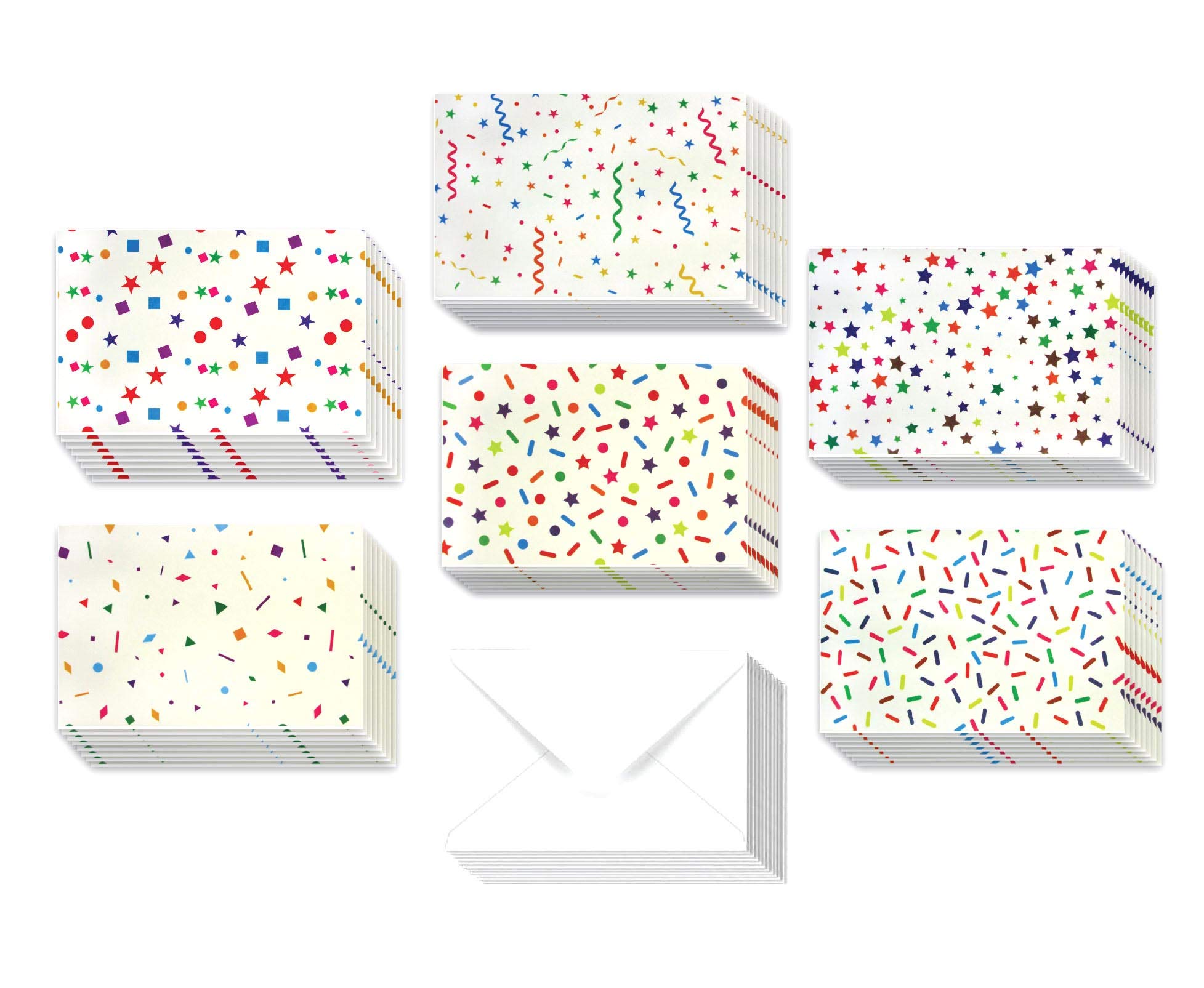 36 Pack All Occasion Assorted Blank Greeting Cards-Rainbow Confetti Designs-Blank Greeting Cards with Envelopes Included 4 x 6 Inches Thank You Cards, Birthday Cards, Graduation Cards,Congratulations