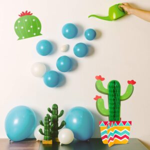 6 Pieces Cactus Party Decorations Kit Includes 4 Pieces Cactus Honeycomb Table Centerpieces and 2 Pieces Cactus Paper Cutouts for Fiesta Cinco De Mayo Mexican Theme Party Birthday Baby Shower