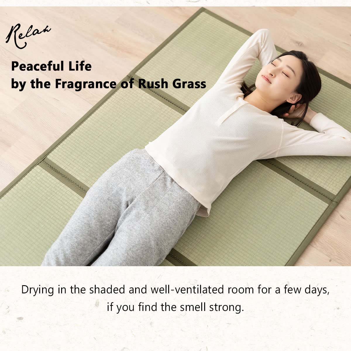 EMOOR Japanese Tatami Mat Twin Natural Rush Grass (Undyed), Foldable Igusa Mattress Floor Sleeping Japanese Futon Mattress Meditation Yoga Zen