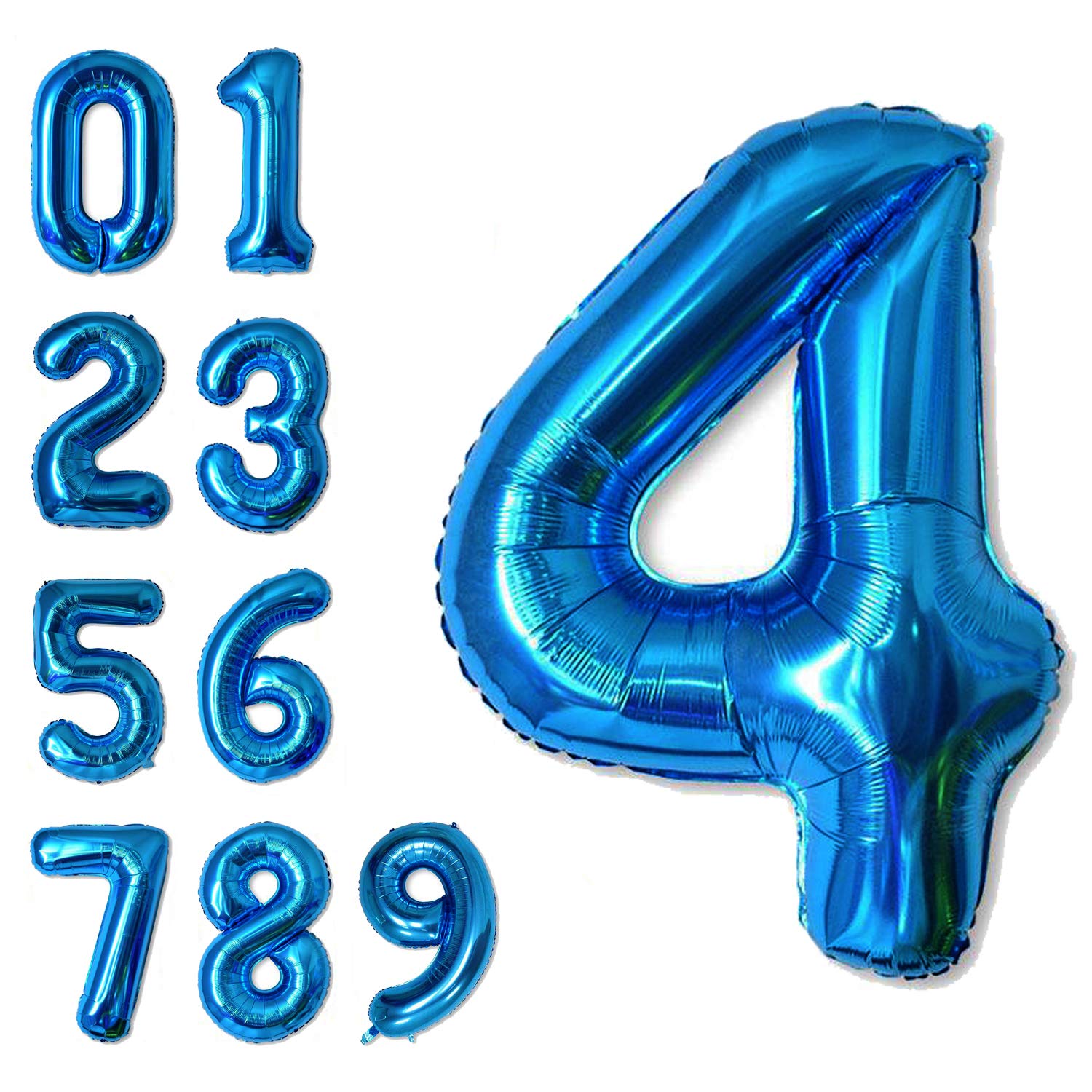 40 Inch Jumbo Blue Number 4 Balloon Giant Balloons Prom Balloons Helium Foil Mylar Huge Number Balloons for Birthday Party Decorations/Wedding/Anniversary