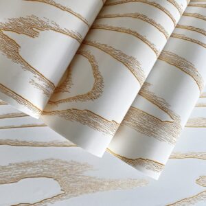 Orainege Gold Wood Contact Paper Gold and White Peel and Stick Wallpaper 17.7in x78.7in Gold Wood Grain Removable Wallpaper White and Gold Decorative Self Adhesive Contact Paper Bedroom Kitchen