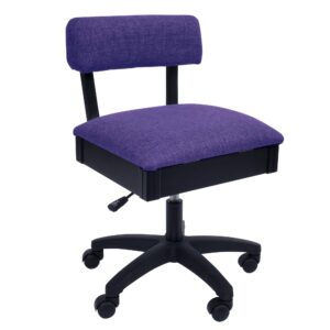 arrow sewing h8160 adjustable height hydraulic sewing and craft chair with under seat storage and solid fabric, royal purple fabric