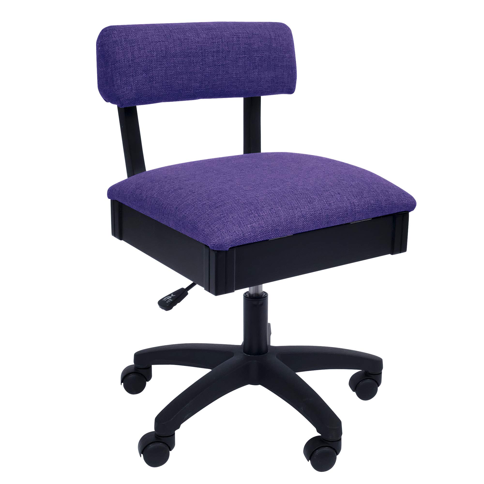 Arrow Sewing H8160 Adjustable Height Hydraulic Sewing and Craft Chair with Under Seat Storage and Solid Fabric, Royal Purple Fabric