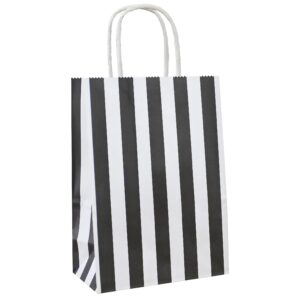 adido eva 25 pcs black and white striped gift bags small kraft paper bags with handles for party favor (8.2 x 6 x 3.1 in)