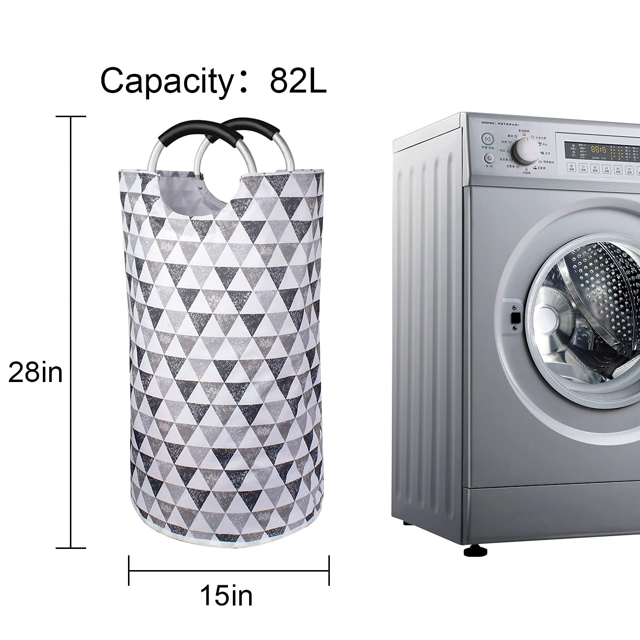 Dalykate Large Laundry Basket 82L Collapsible Oxford Fabric Laundry Hamper Foldable Clothes Laundry Bag with Handles Waterproof Washing Bin Portable Dirty Clothes Basket for College Dorm, Family