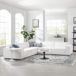 modway restore upholstered sectional sofa, 5-piece set, white